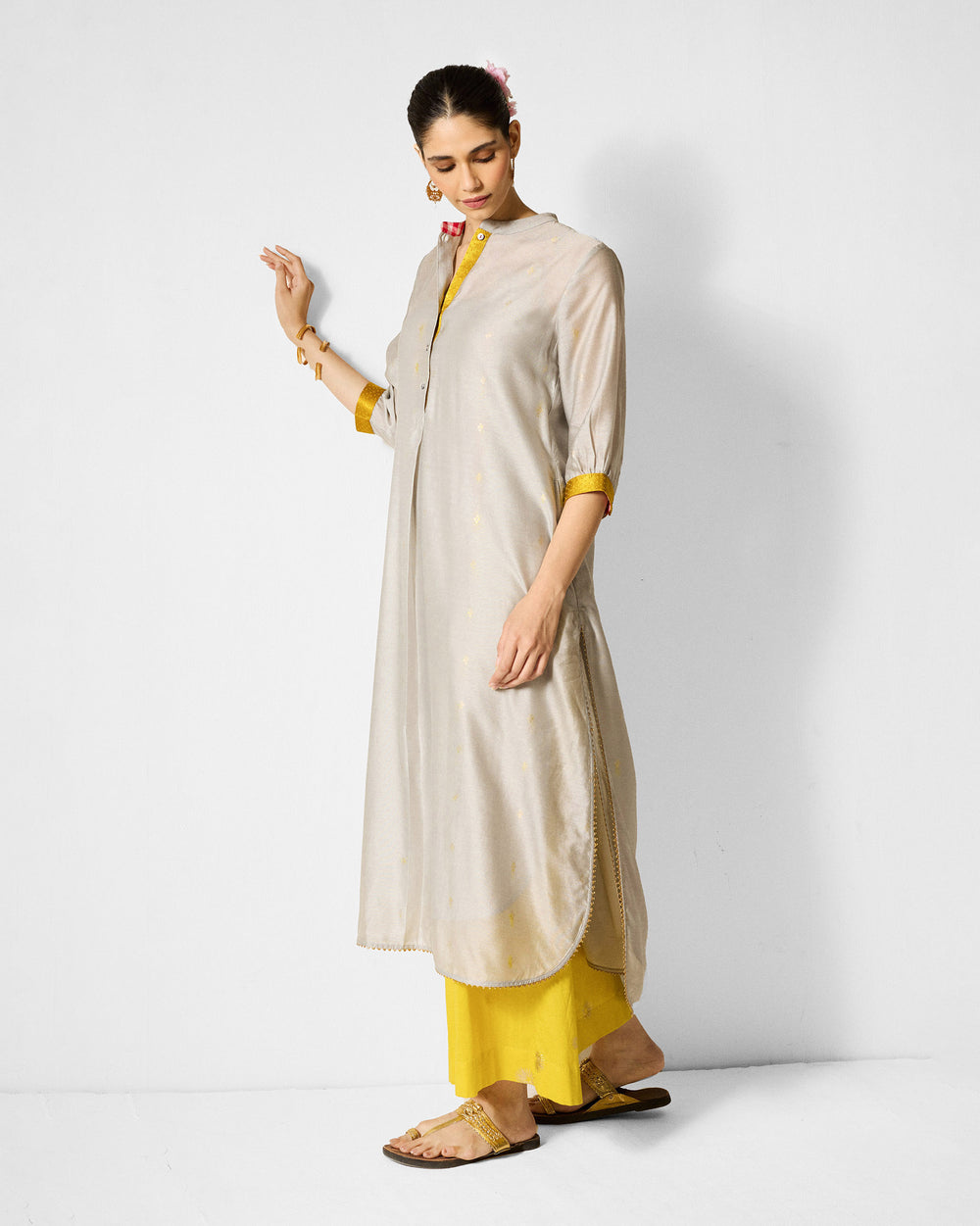 Kumaon Kurta - Lime & Gold Checks – Nicobar