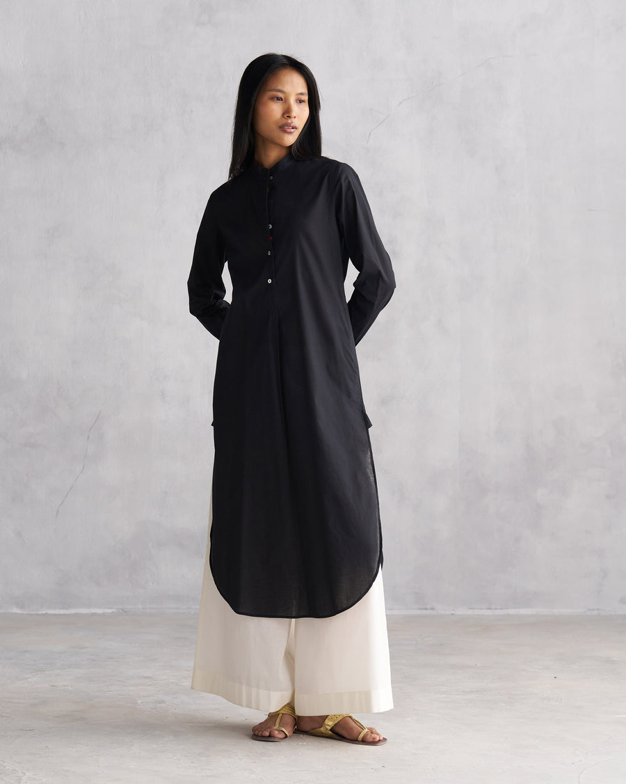 Basic Long Kurta - Black – Nicobar